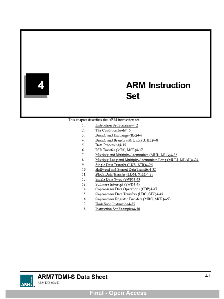 Arm Instructionset | PDF | Assembly Language | Bit