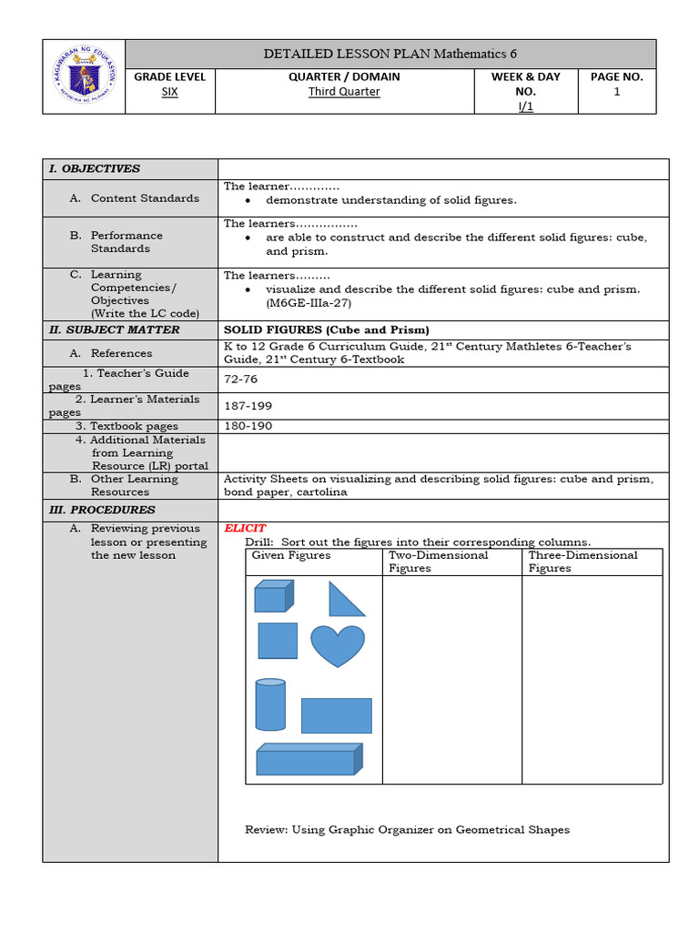 Lesson Plan Sample | PDF | Shape | Triangle