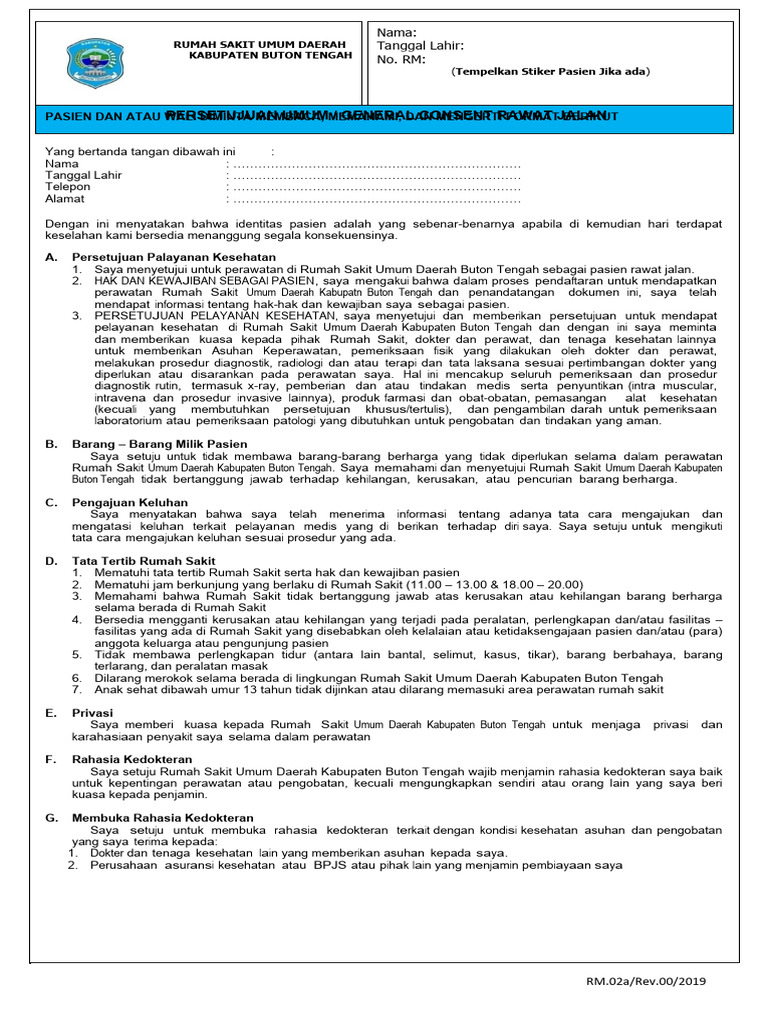 02a. FORMULIR GENERAL CONSENT RAWAT JALAN | PDF