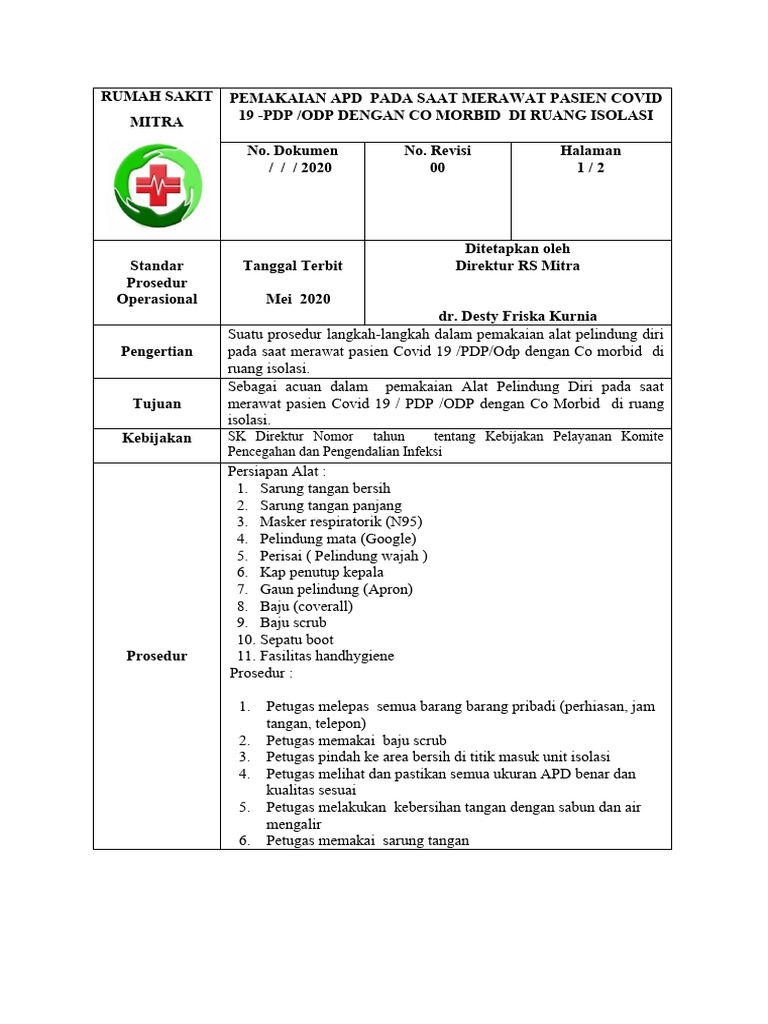 Sop Pemakaian Apd Terbaru Pdf