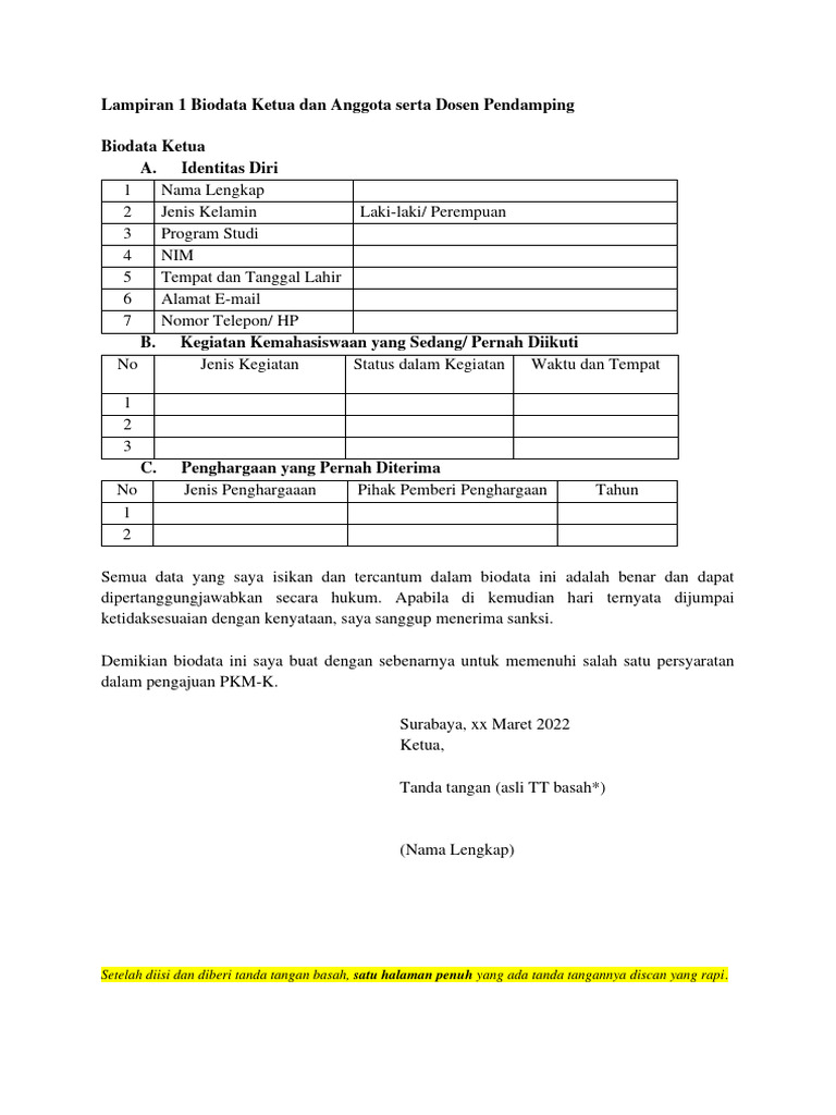 Lampiran 1 Biodata Ketua Dan Anggota Serta Dosen Pendamping-1 | PDF