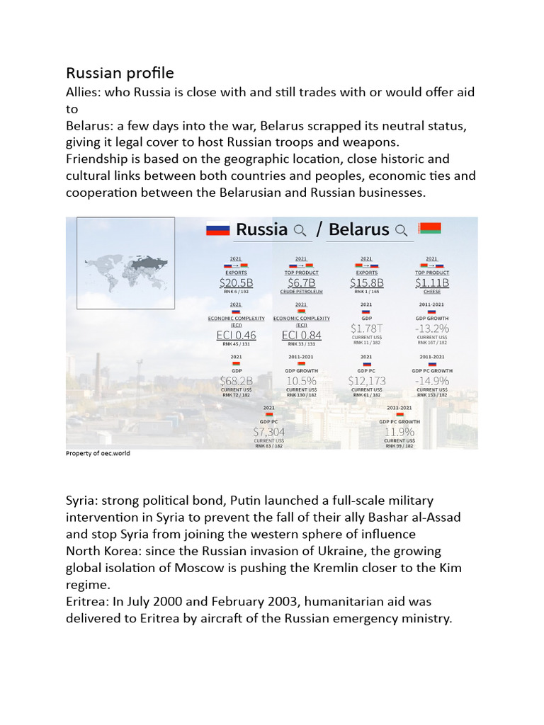 Russian Profile: Property of Oec - World | PDF | Russia | World Politics