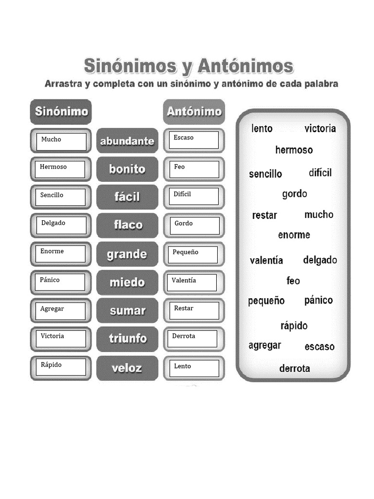 Antonimos y Sinonimos | PDF