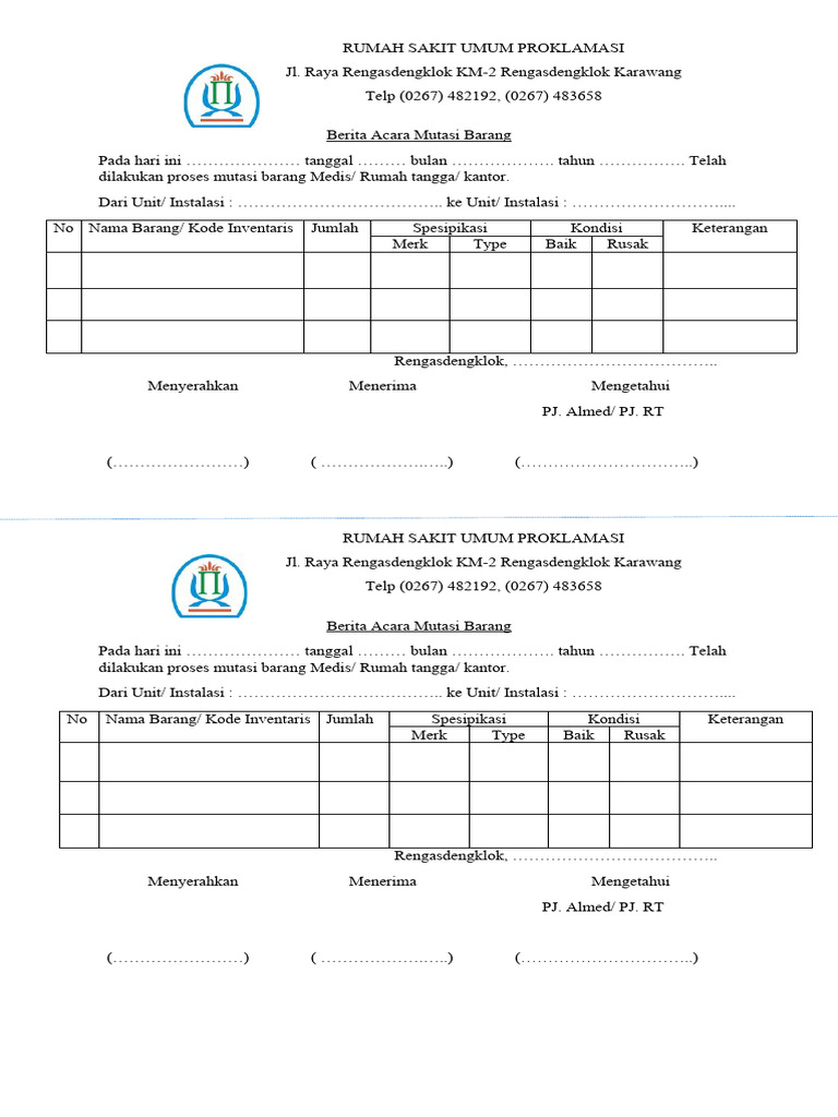 Formulir Mutasi Barang | PDF