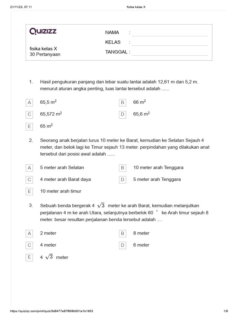 X FISIKA - Lat UH.1 | PDF