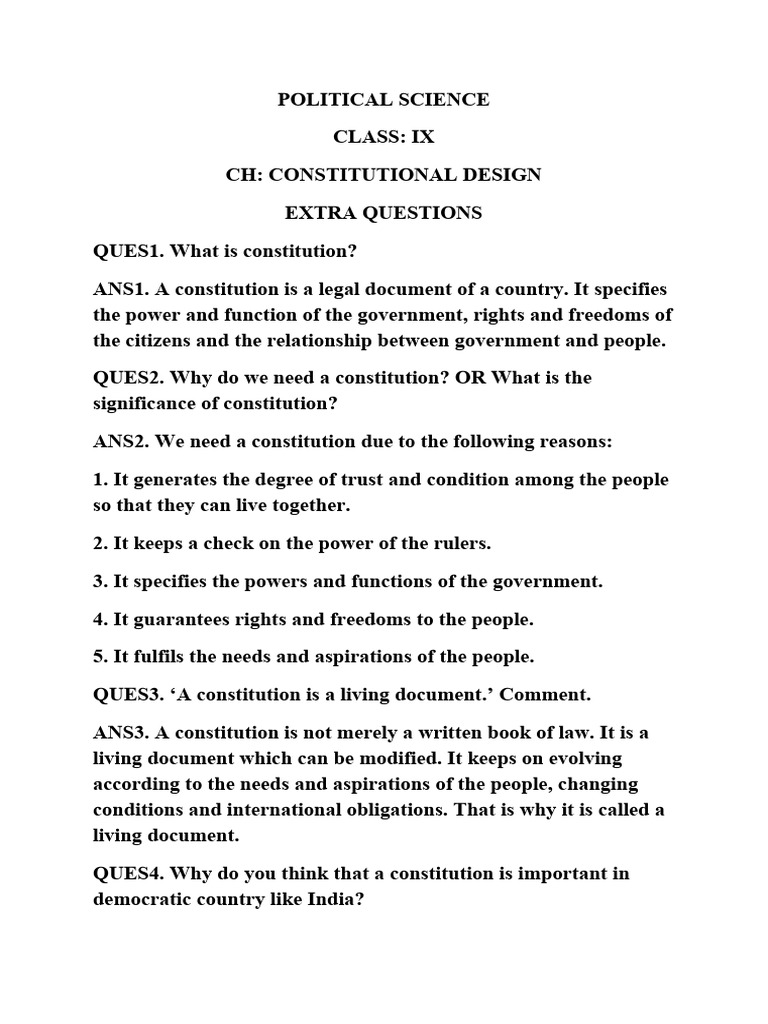 Constitutional Design Extra Q A 2023 | Download Free PDF | Constitution ...