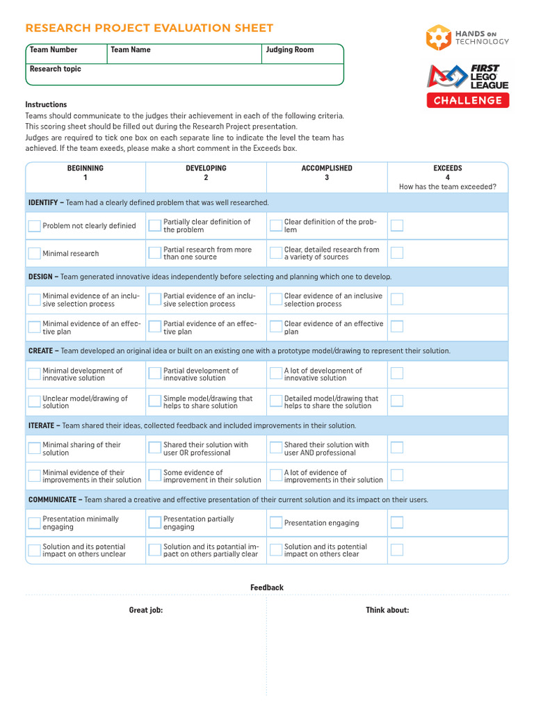FLL Challenge 2023-24 Scoresheet Research | PDF | Cognition | Human ...