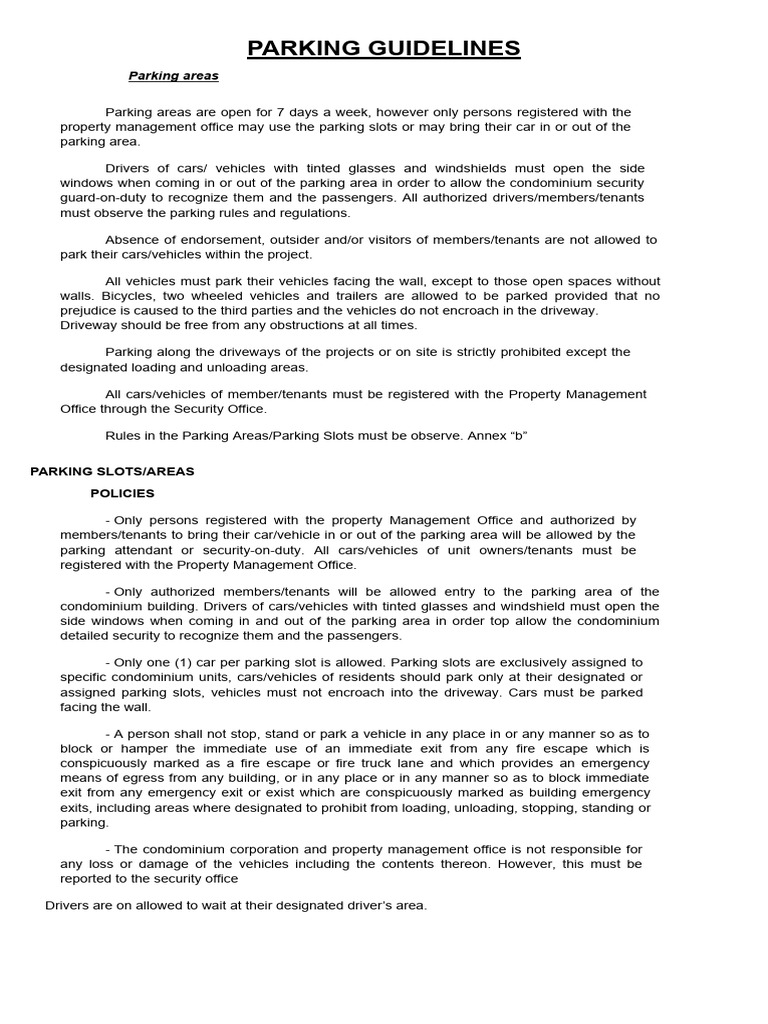 Parking Guidelines | PDF | Parking | Vehicles