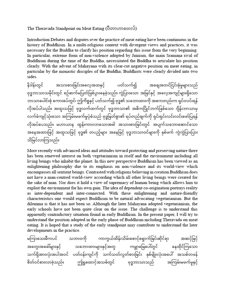 Early Buddhism on Meat Eating | PDF | Indian Philosophy | Indian Religions