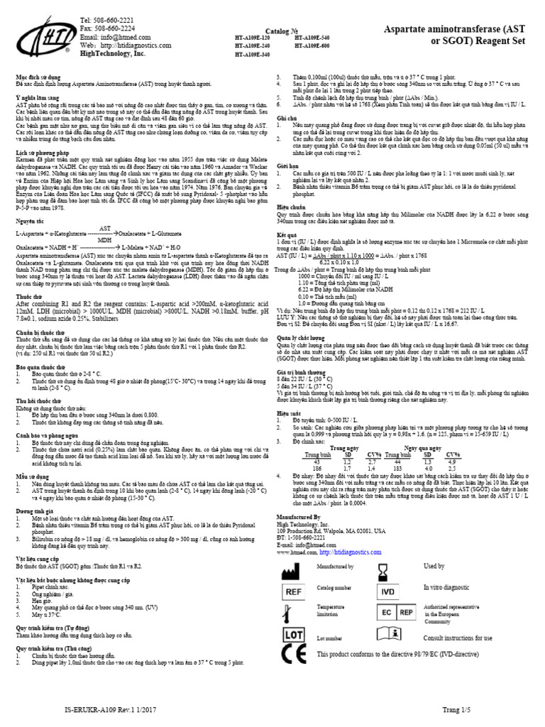 Aspartate Aminotransferase (AST or SGOT) - (PDF - Io) - TV | PDF