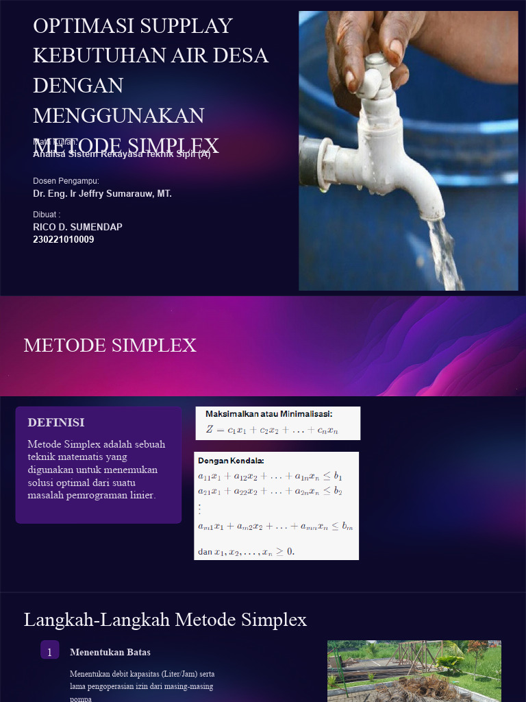 Metode Simplex Untuk Air Bersih Rico Sumendap | PDF
