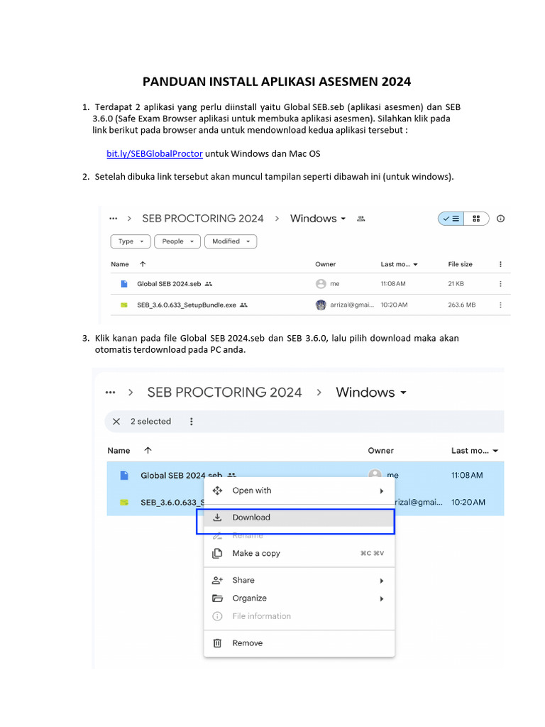 Panduan Install Aplikasi Asesmen 2024 | PDF