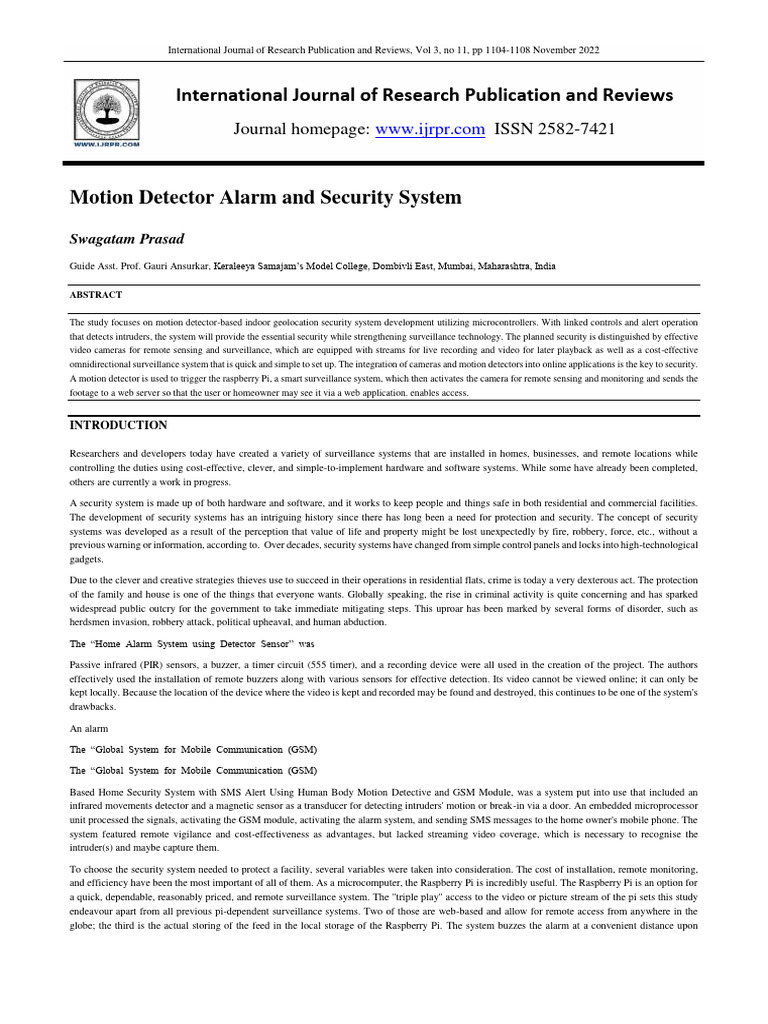 Motion Sensor Alarm and Security System | PDF | Security Alarm | Databases