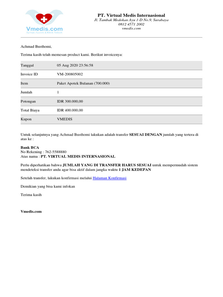 Virtual Medis Invoice | PDF