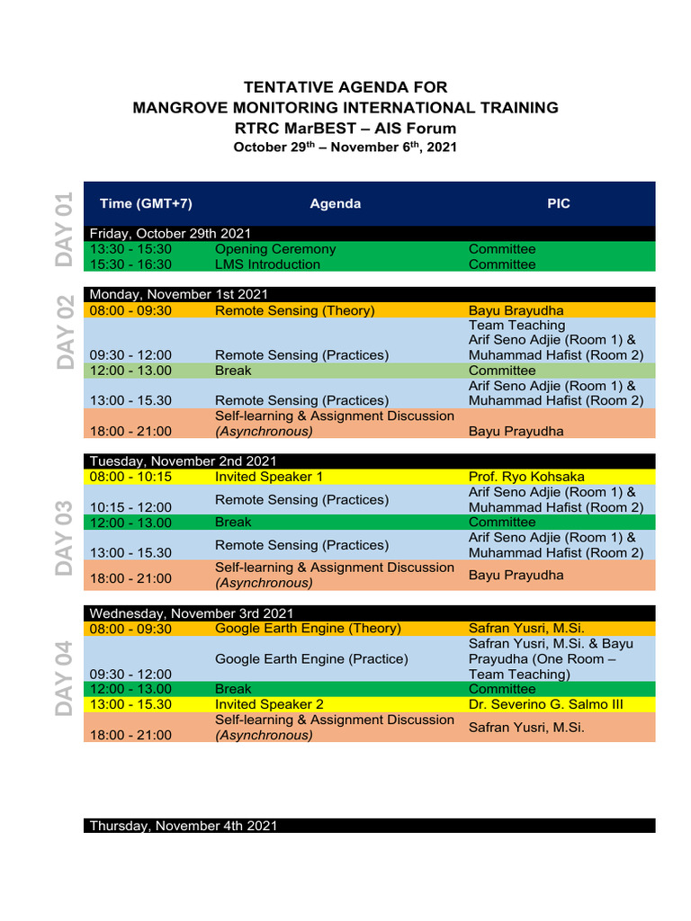 Tentative Agenda Day-To-Day Real Final | PDF