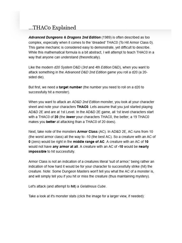 Retro RPG Library THAC0 Explained | PDF | Dungeons & Dragons | Dice