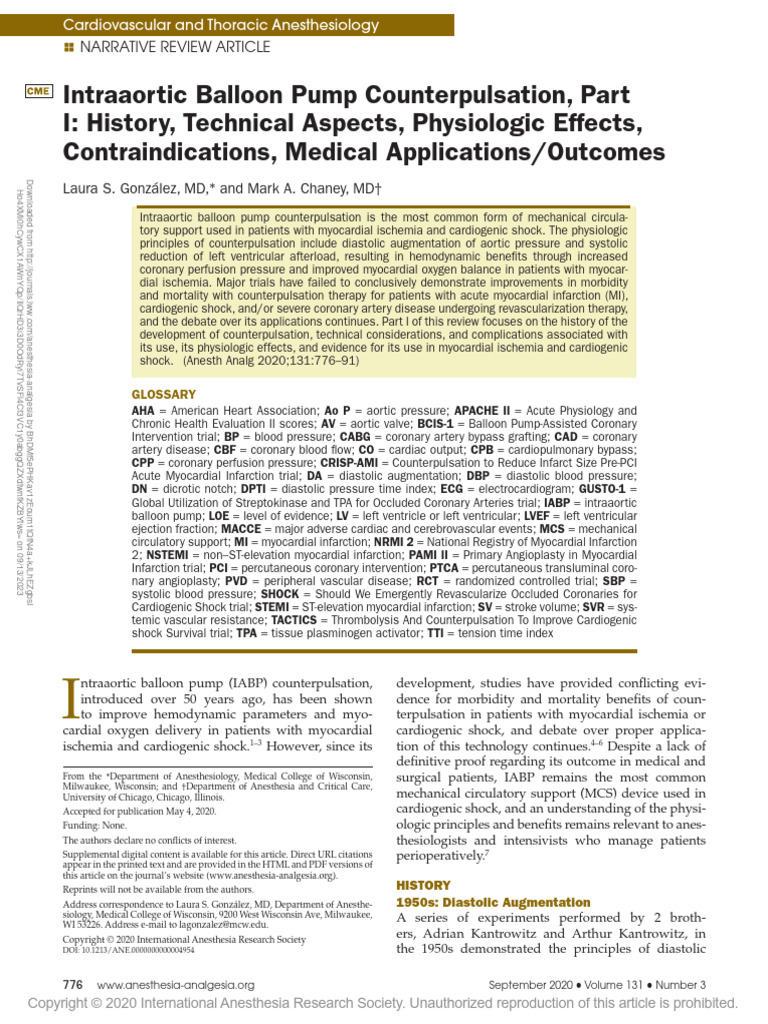 Intraaortic Balloon Pump Counterpulsation, Part I .21 | PDF ...