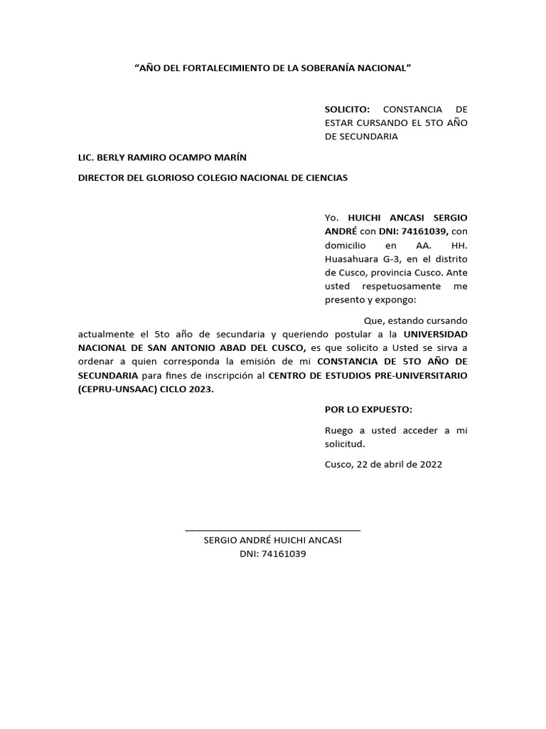 Solicitud Al Director | PDF