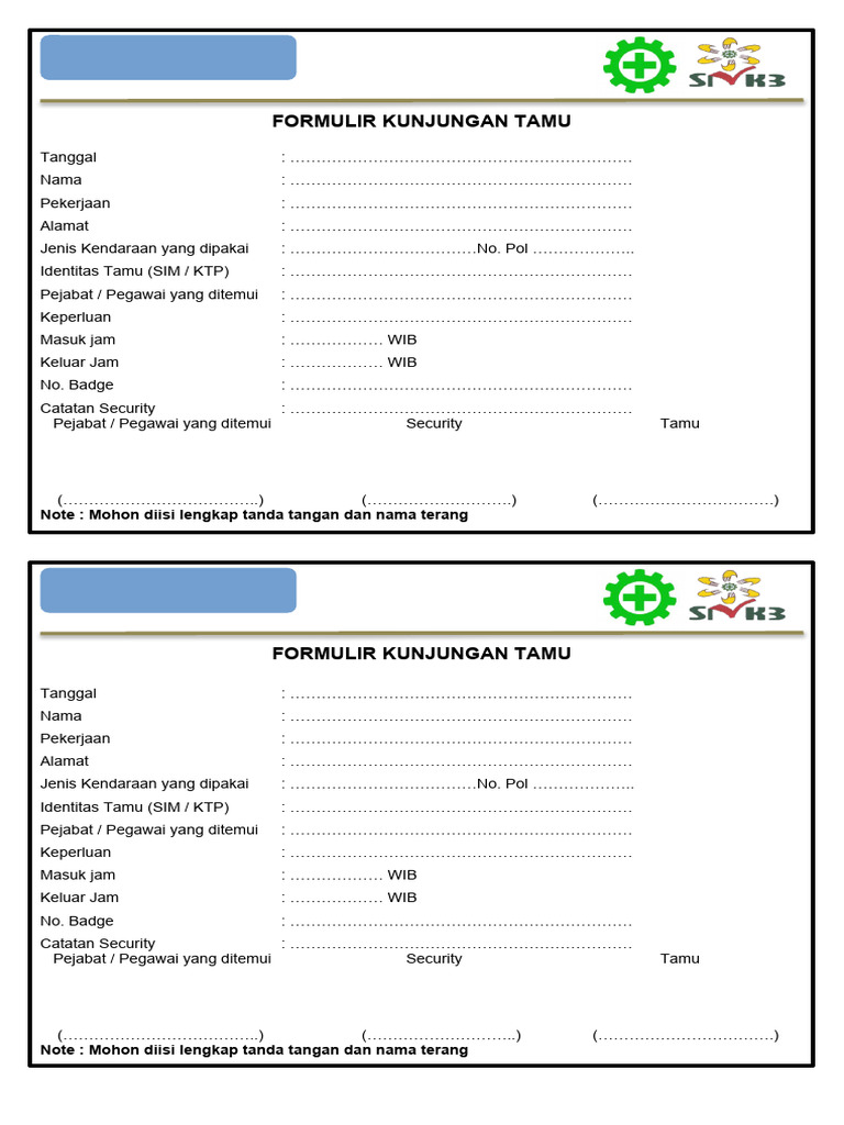 Formulir Kunjungan Tamu Kantor | PDF | Game & Aktivitas | Griya & Taman