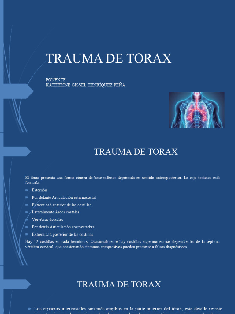 Trauma de Torax | PDF | Lesión | Reanimación cardiopulmonar