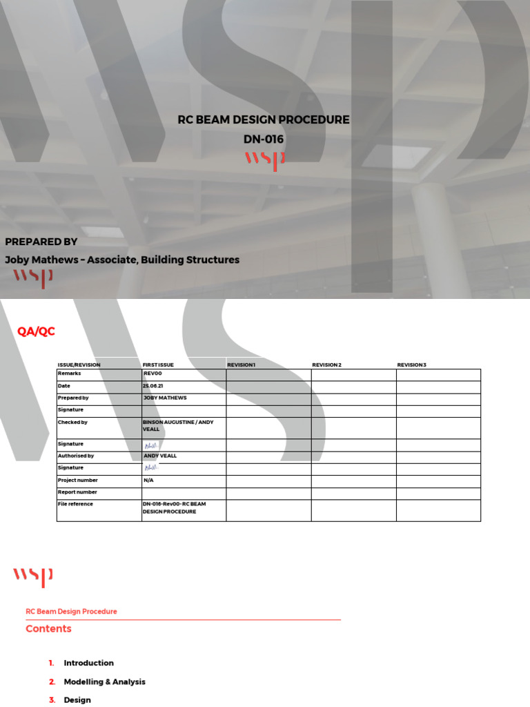 DN-016-Rev 0-Design Procedure of RC Beams | PDF | Beam (Structure) | Strength Of Materials