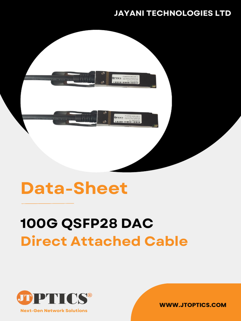 100G QSFP28 DAC Direct Attached Cable Data Sheet By JTOPTICS | PDF ...