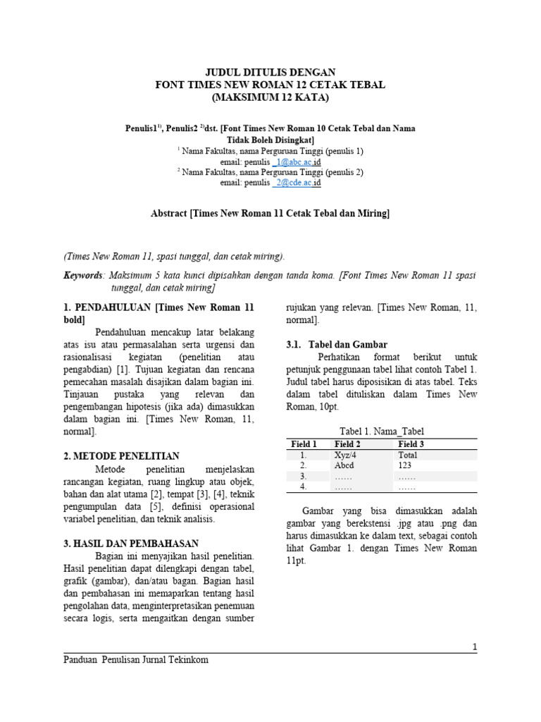 Panduan Penulisan Jurnal Tekinkom | PDF | Metode & Bahan Ajar | Sains & Matematika