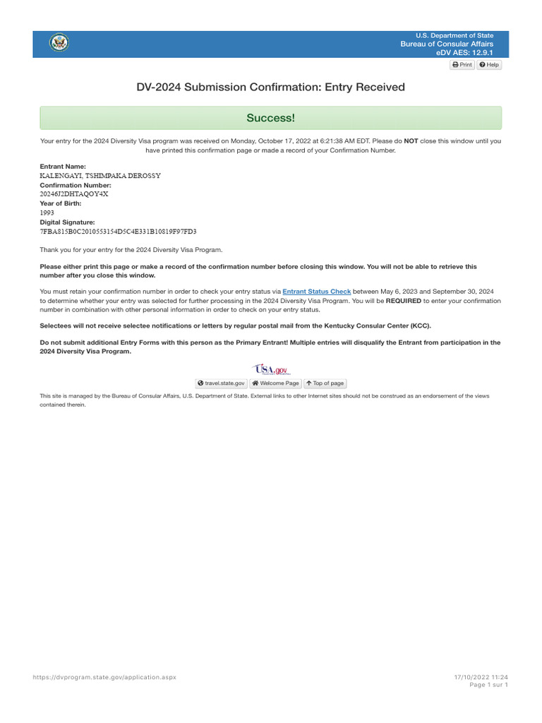 Electronic Diversity Visa Program | PDF