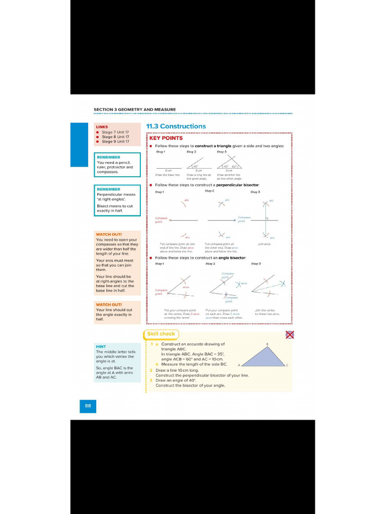 Angles and Construction Cambridge Lower Secondary Maths 9 | PDF