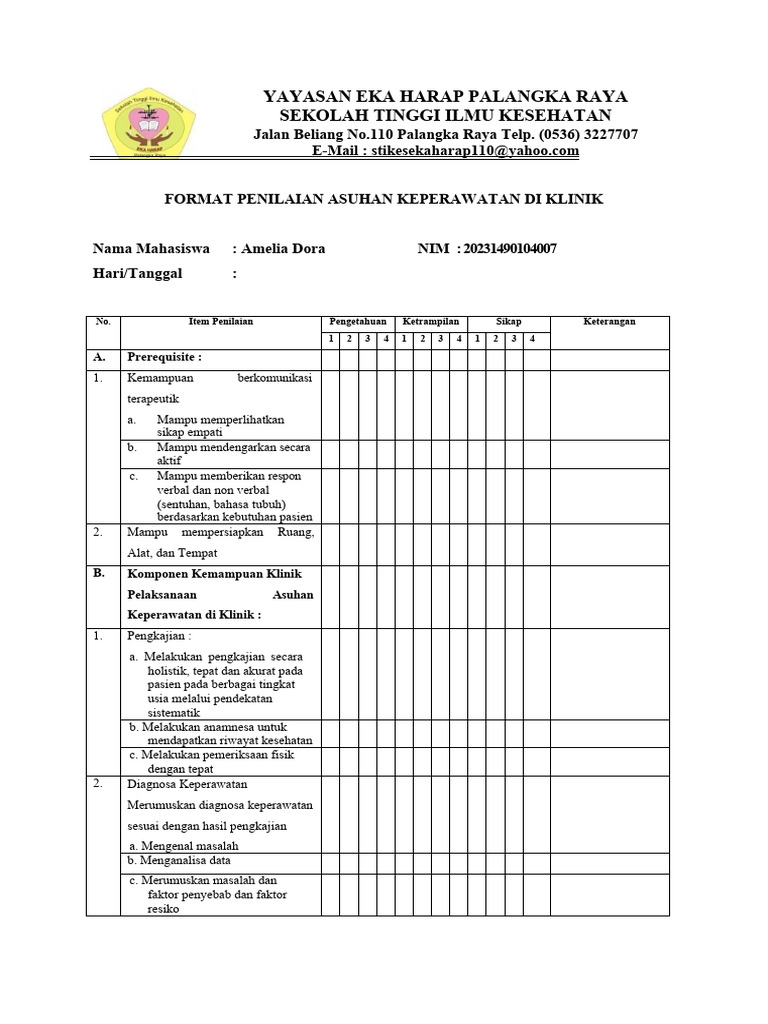 Penilaian ASKEP Preseptor Lidya | PDF
