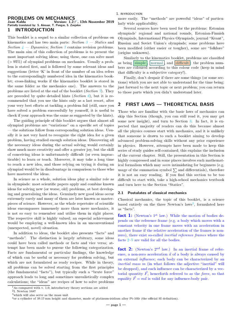 Jaan Kalda Entire Physics | PDF | Force | Deformation (Engineering)