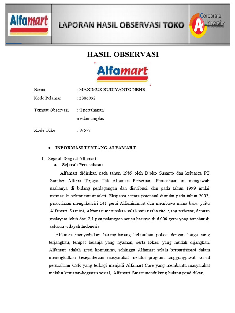 PANDUAN OBSERVASI TOKO - Ilham Wahyudi | PDF | Bisnis