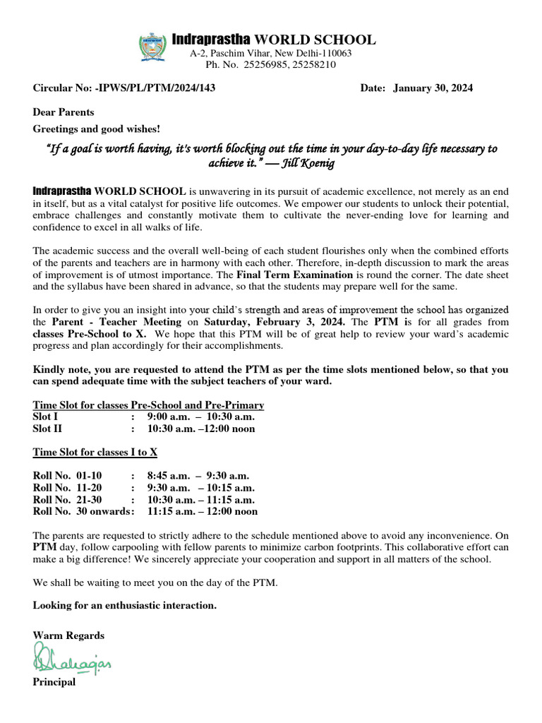 Annual PTM Circular 2024 | PDF | Preschool | Behavior Modification