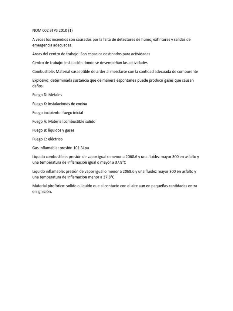 NOM 002 STPS 2010 Resumen | PDF | Ciencias fisicas | Química