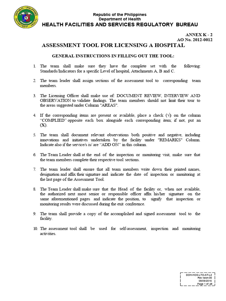 DOH STANDARDS (Indicators) For LEVEL 2 HOSPITAL | Download Free PDF ...