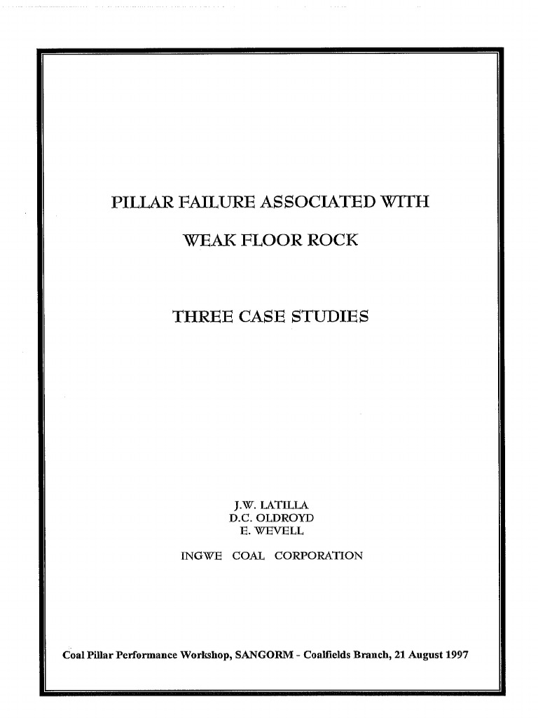Latilla 1997 Pillar Failure Associated With Weak Floors - 3 Case ...