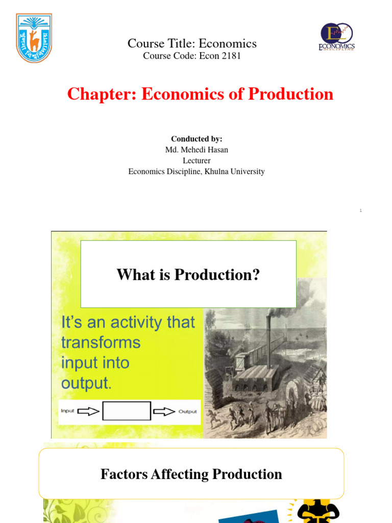 Economics of Production in Econ 2181 | PDF | Production Function ...