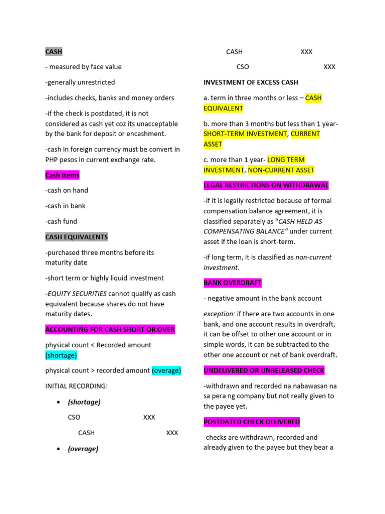 Finals Reviewer | PDF | Cheque | Deposit Account