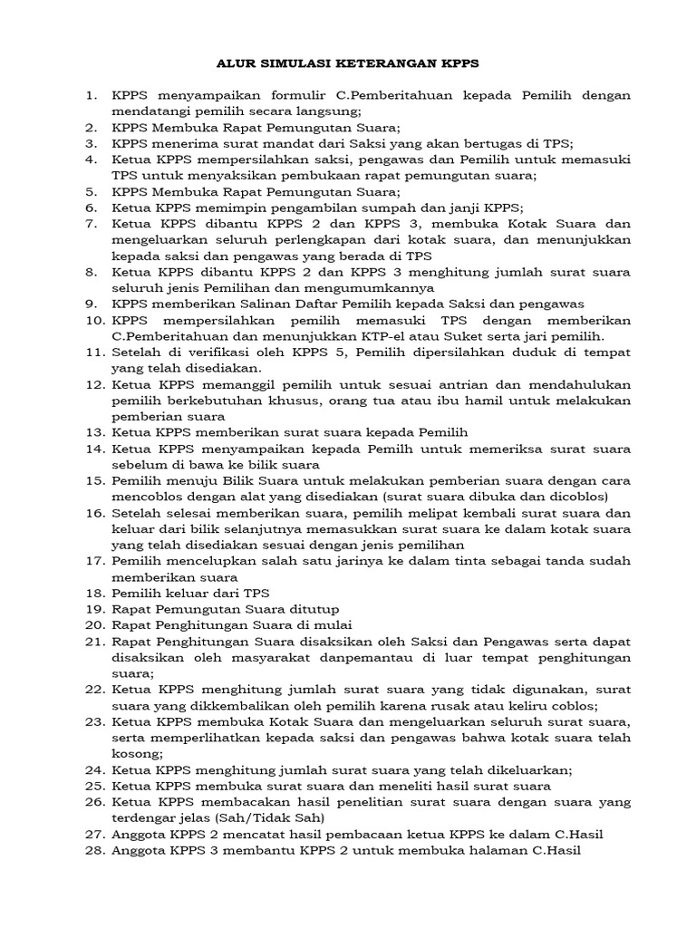 Alur Simulasi Keterangan Kpps | PDF