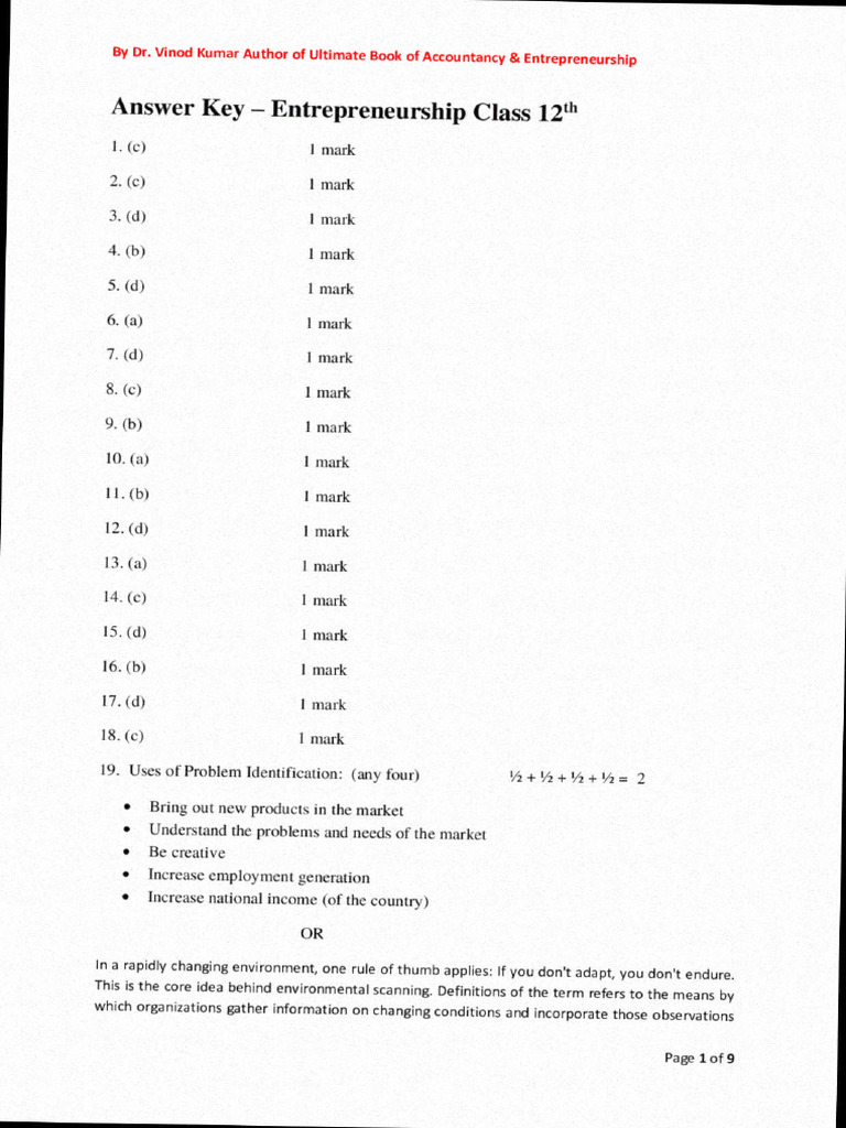 New Answer Key | PDF
