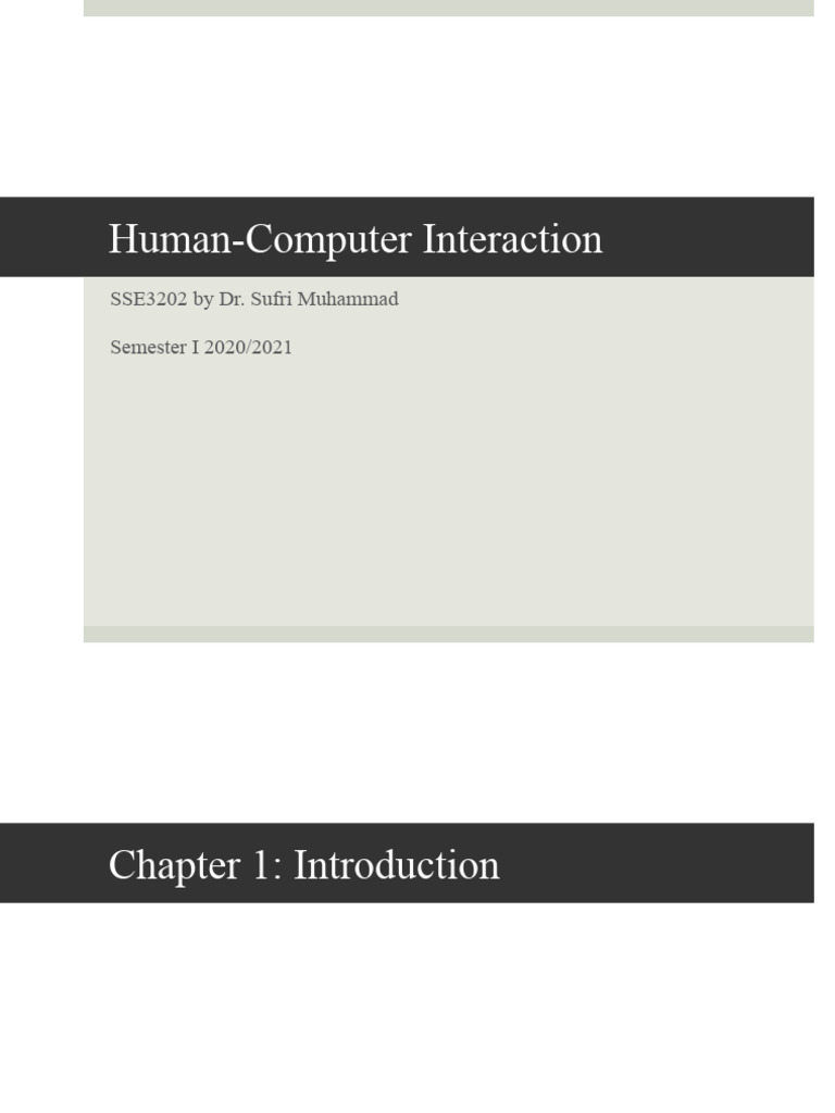 Chapter 1 Human-Computer Interaction Note | PDF | Human–Computer Interaction | Usability
