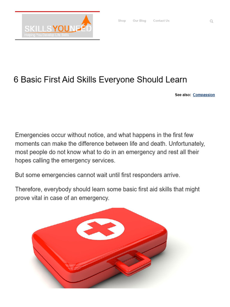 Basic First Aid Skills Everyone Should Learn _ SkillsYouNeed | PDF ...