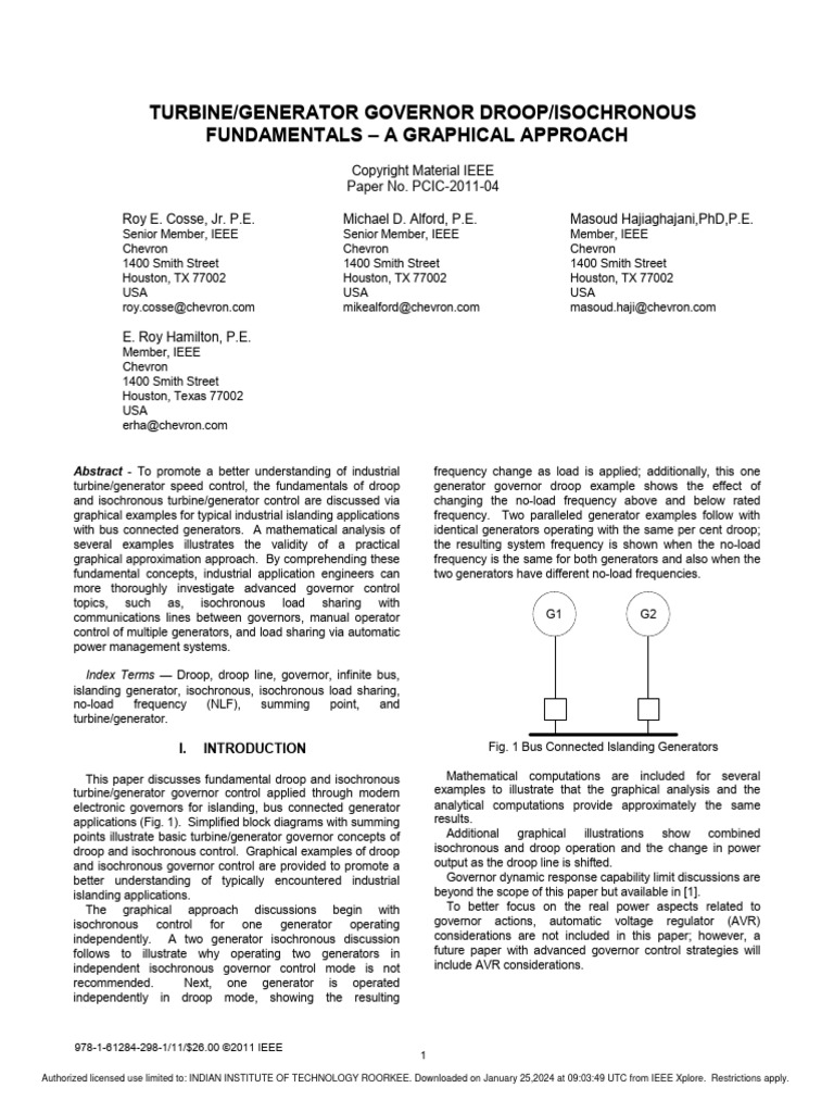 Turbine Generator Governor Droop Isochronous Fundamentals - A Graphical ...