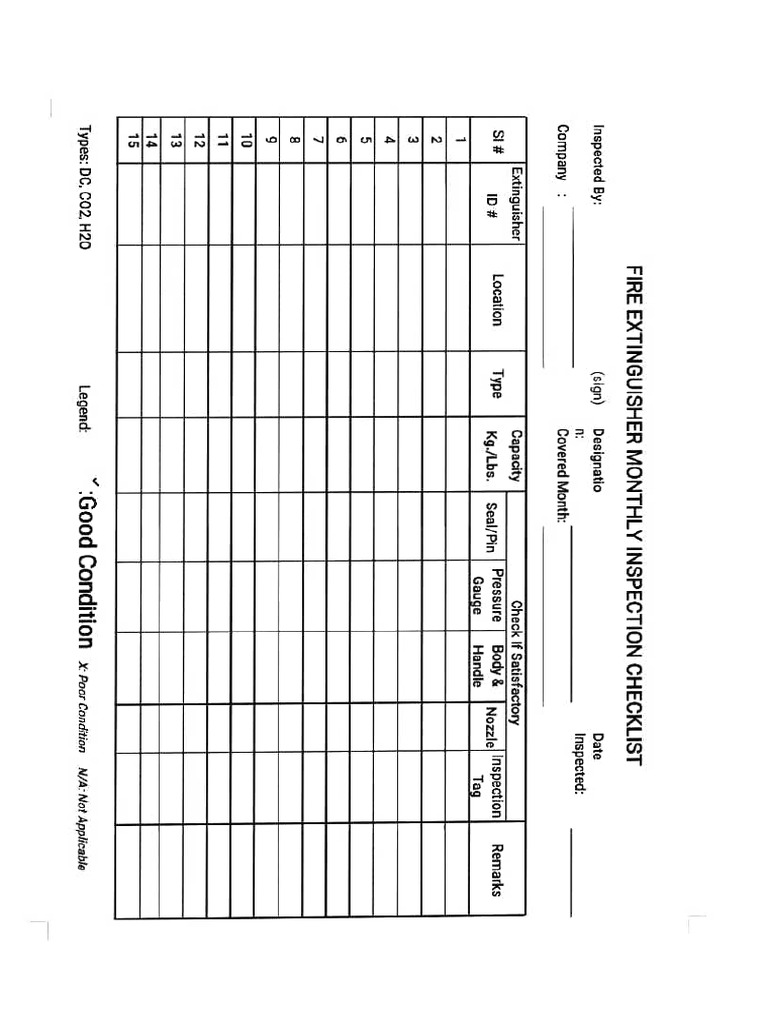 Fire Extinguisher Monthly Inspection PDF | PDF