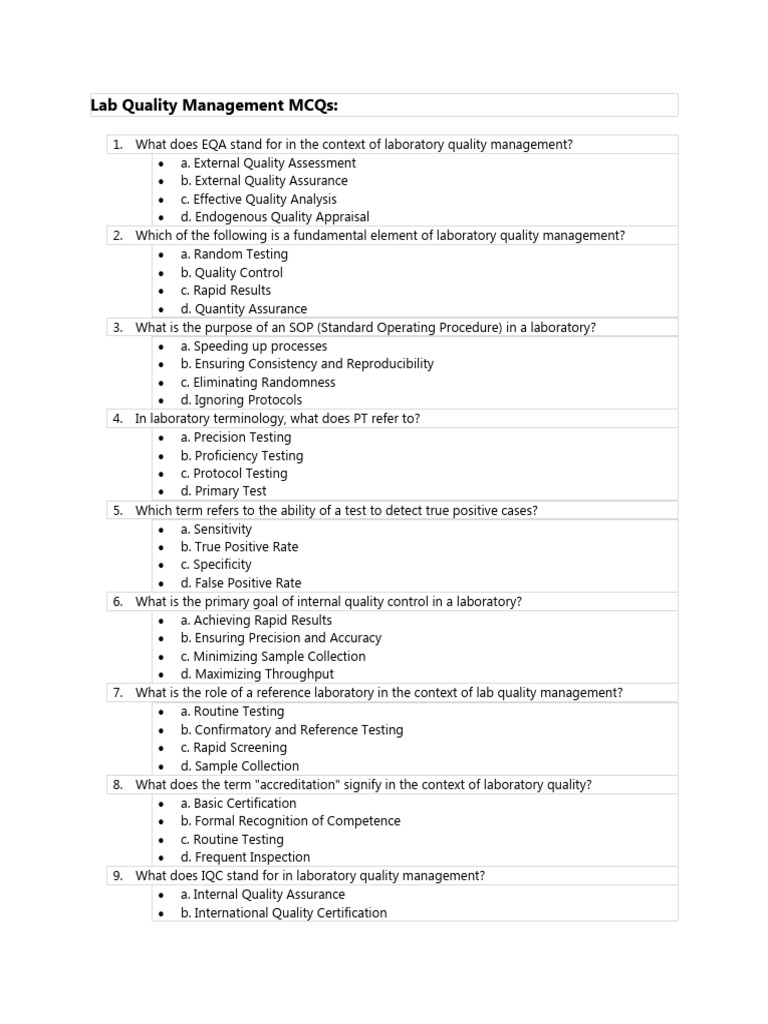 Lab Quality Management | PDF | Accuracy And Precision | Laboratories