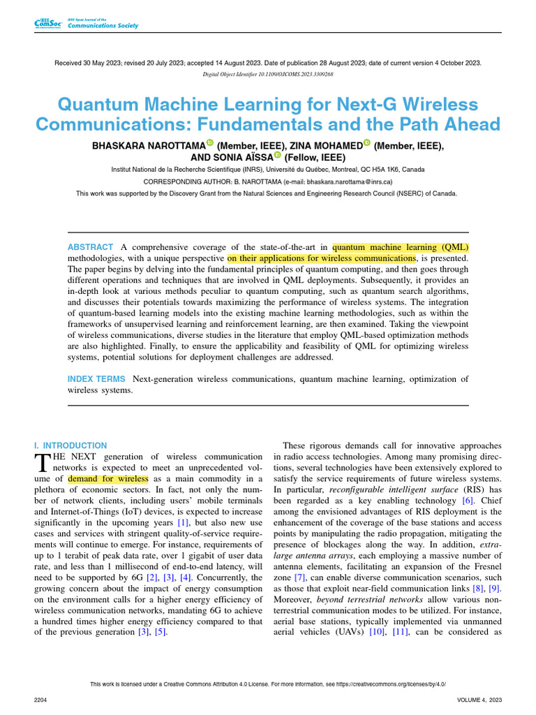 Quantum ML in Wireless Networks | PDF | Quantum Computing | Machine Learning