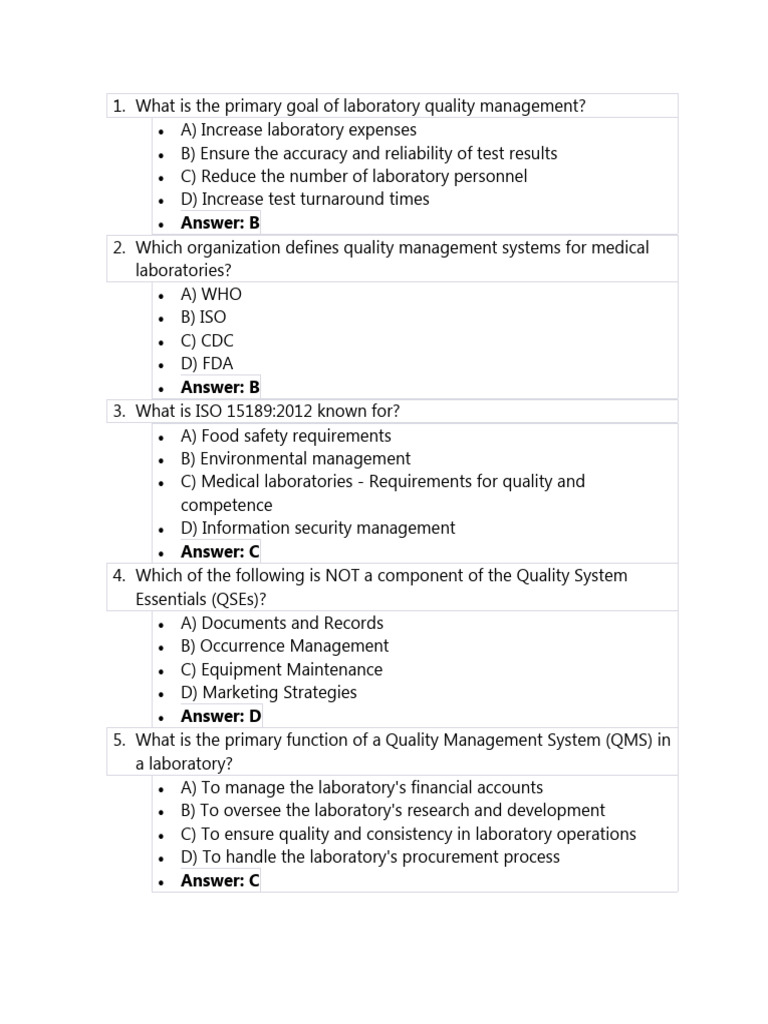 Essentials of Laboratory Quality Management | PDF | Audit | Quality ...
