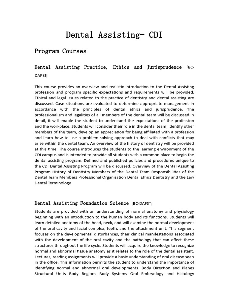 Dental Assisting Program Overview | PDF | Dentistry | Radiography