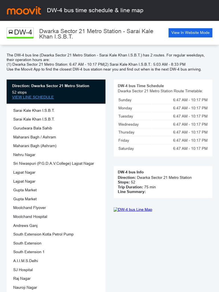 Dwarka Sector 21 Metro Station - Sarai Kale Khan I.S.B.T.: DW-4 Bus ...