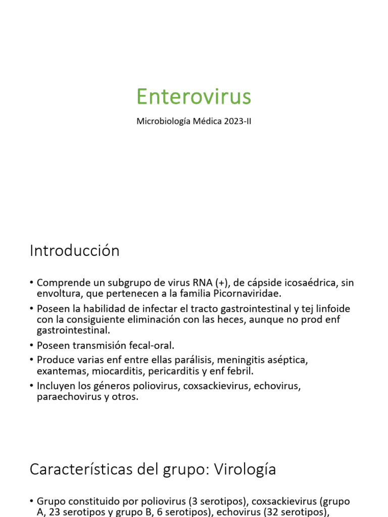 Enterovirus | PDF | Virus | Especialidades Medicas